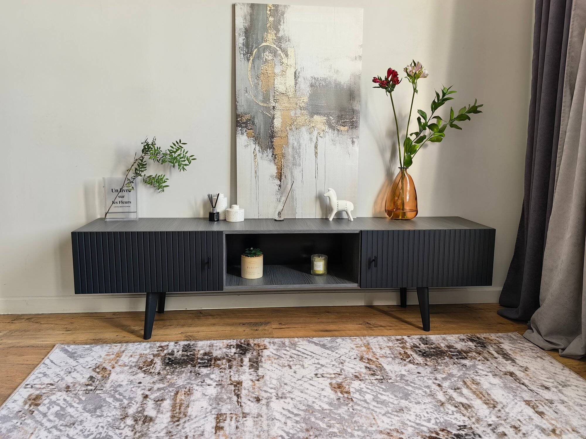 Тумба под ТВ Мебельный Шоу Рум Мирона, универсальная, 180 см x 36,6 см x 47 см