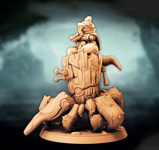 Лягушка ниндзя на бревне, Жаба ассасин миниатюра для DnD (ДнД) и других Настольных игр (НРИ, Варгеймов или РПГ), фентези тематика