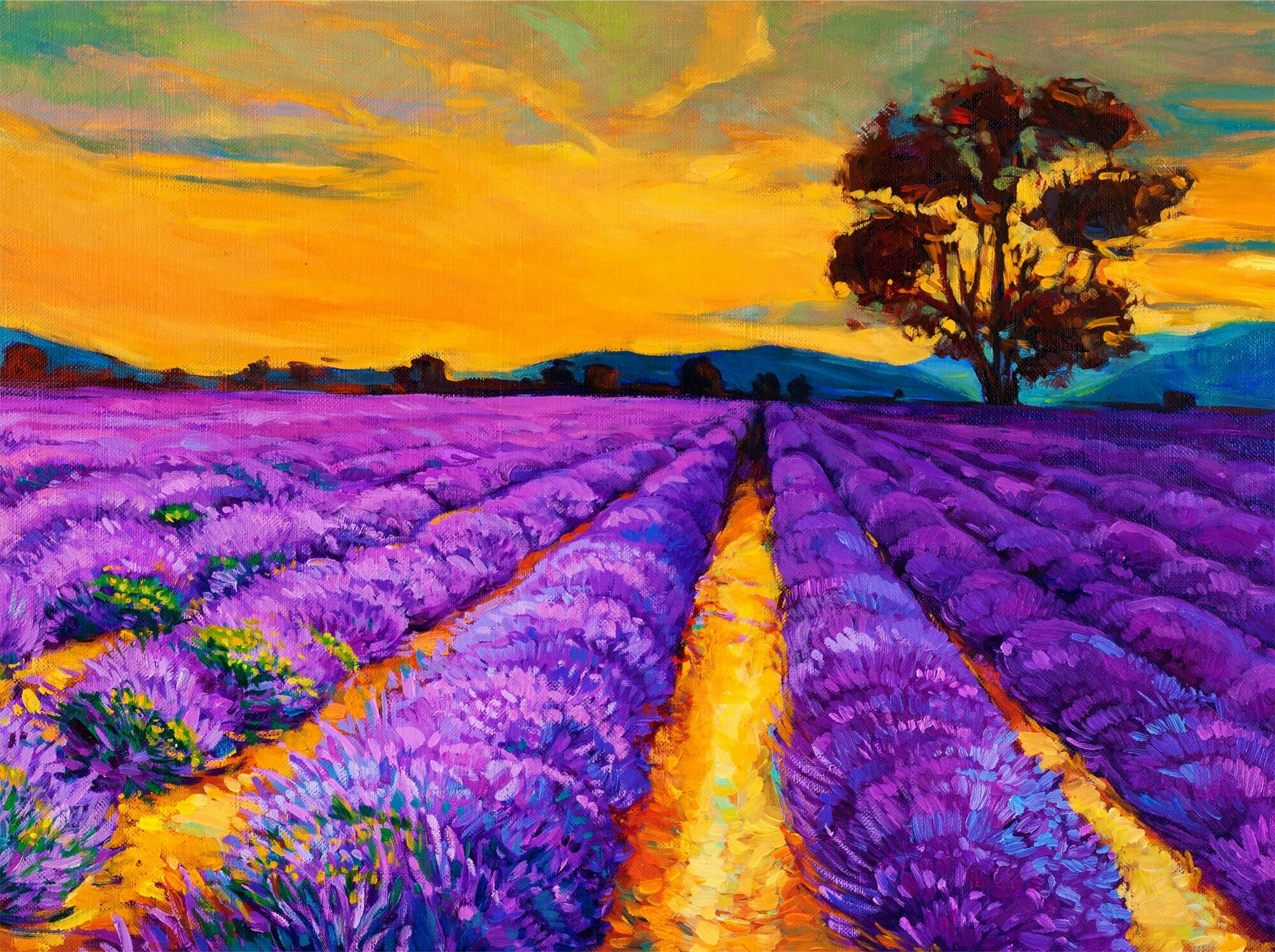 Картина на холсте 40х30см "Лавандовые поля"