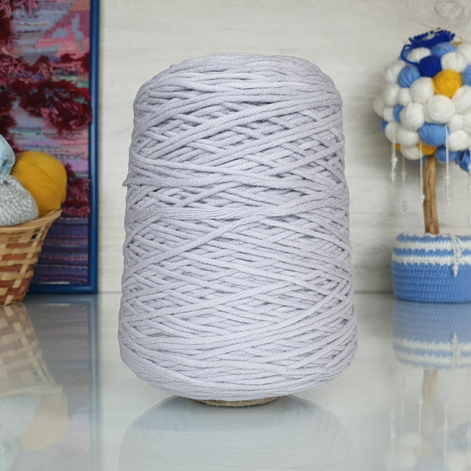 Пряжа MALIK HOBBY Соловей, тафтинг, св. серый - 49, 100% акрил, 1 бобина, 400 г, 400 м.