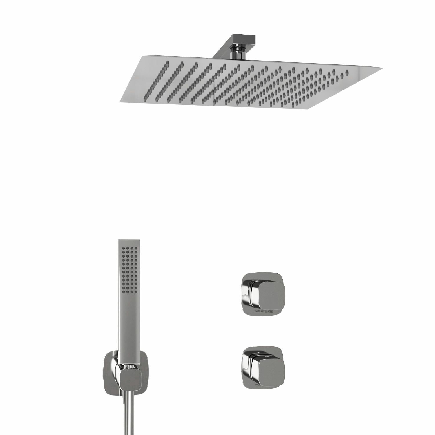 Встраиваемый комплект для душа с верхней душевой насадкой и лейкой, WasserKRAFT, хром A8651.312.090.118.326.087.103