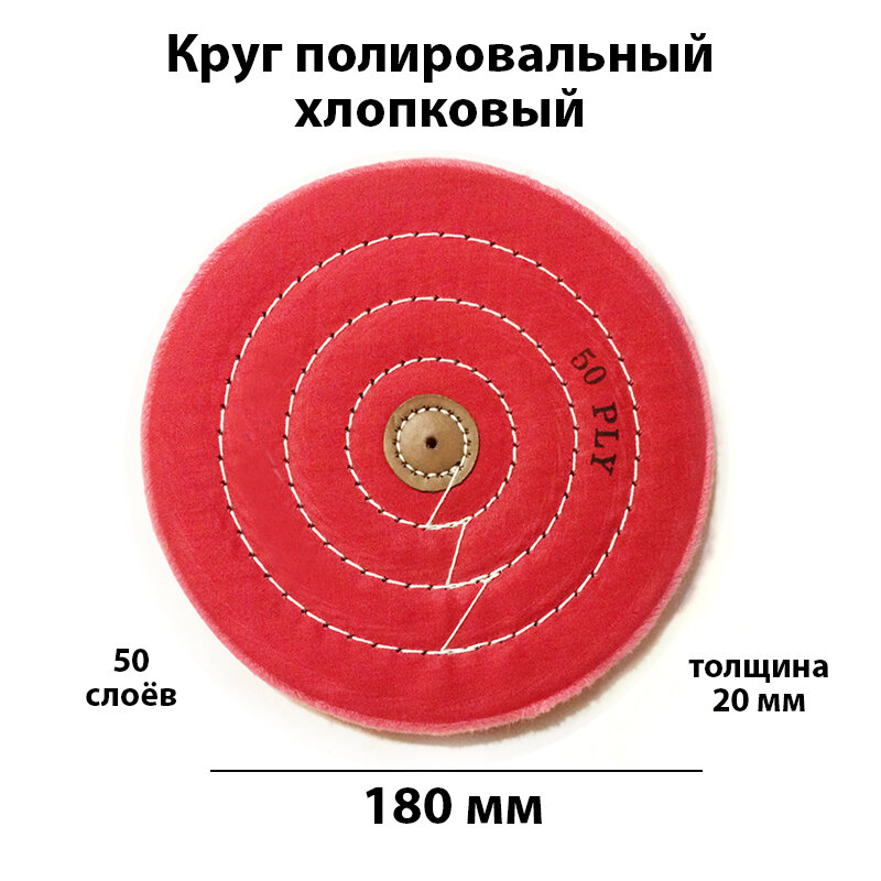 Круг полировальный муслиновый красный Ф180 мм применяется для полировки металла, дерева, пластика