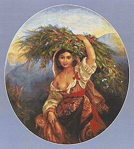 Итальянка с цветами G466