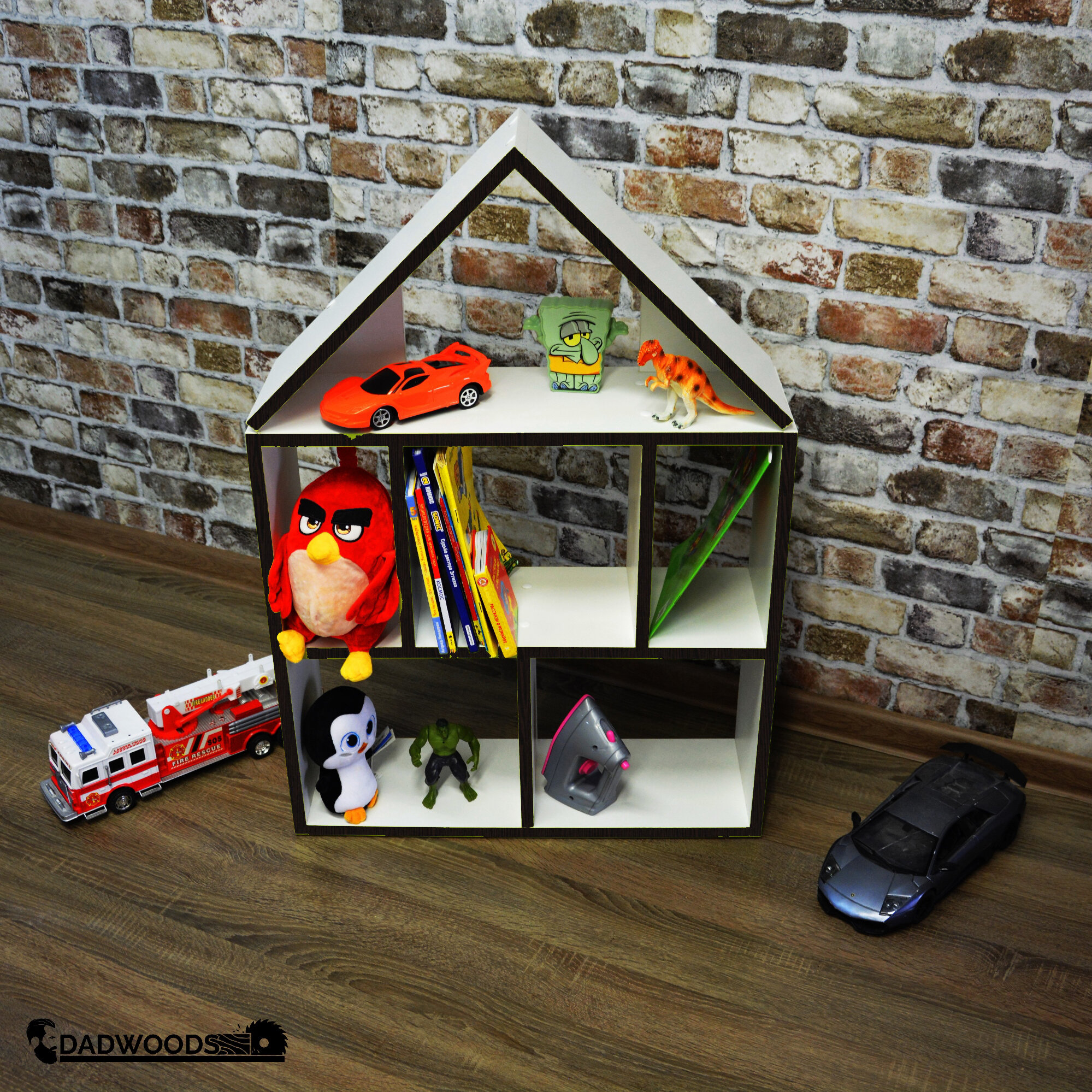 Полка детская "Домик" Белый+Венге