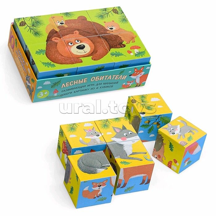 *Кубики(Айрис) 6шт. УмныеКубики Лесные обитатели (29672)