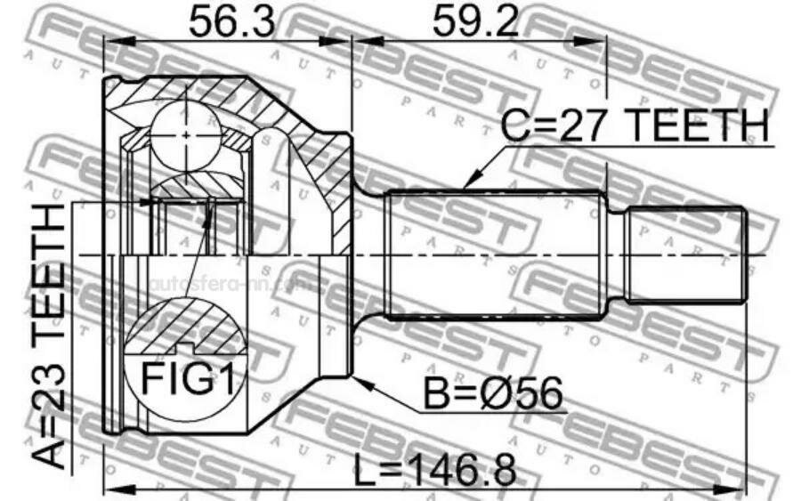 FEBEST 2110GE ШРУС наружный 23X56X27