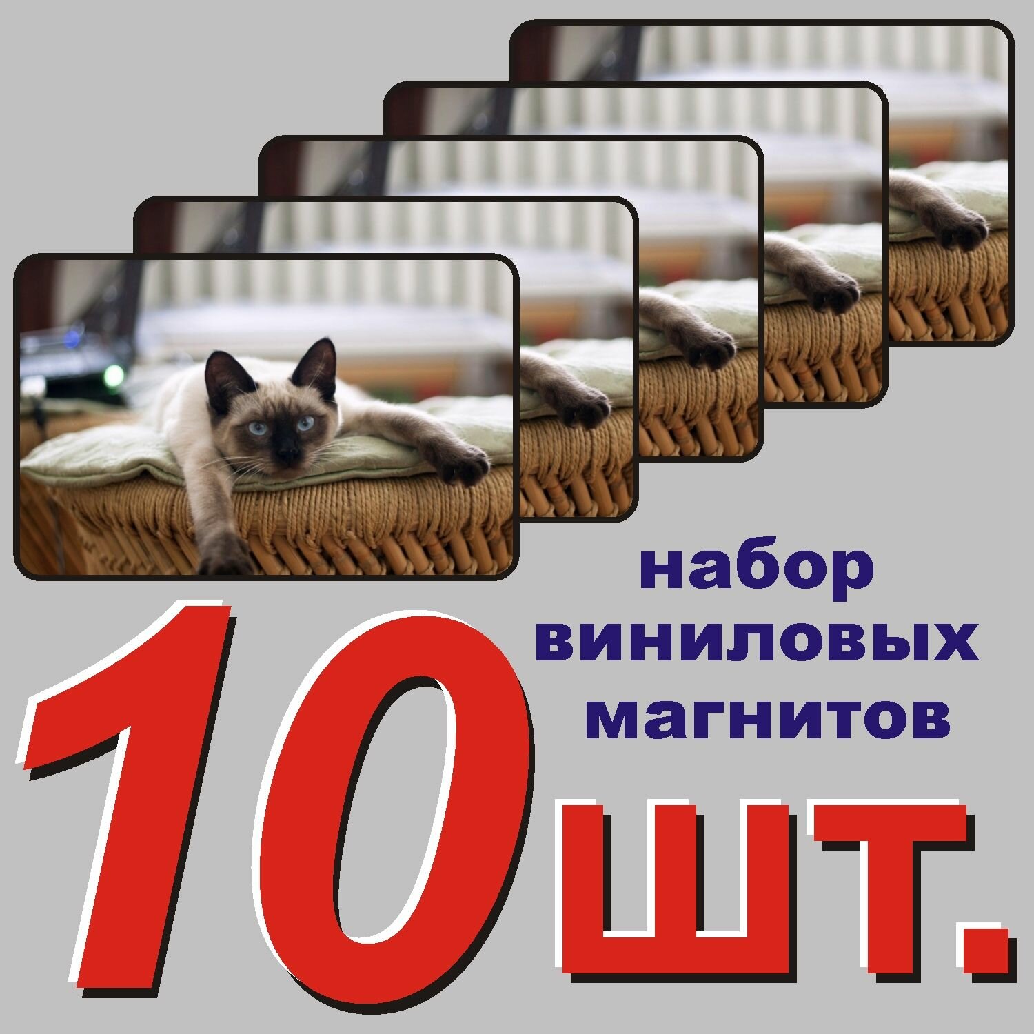 Магнит на холодильник "Котики" 10 шт.