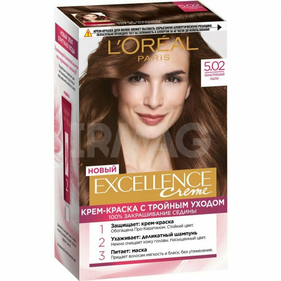 Краска для волос L'Oreal Excellence Creme, 5.02 Обольстительный каштан.