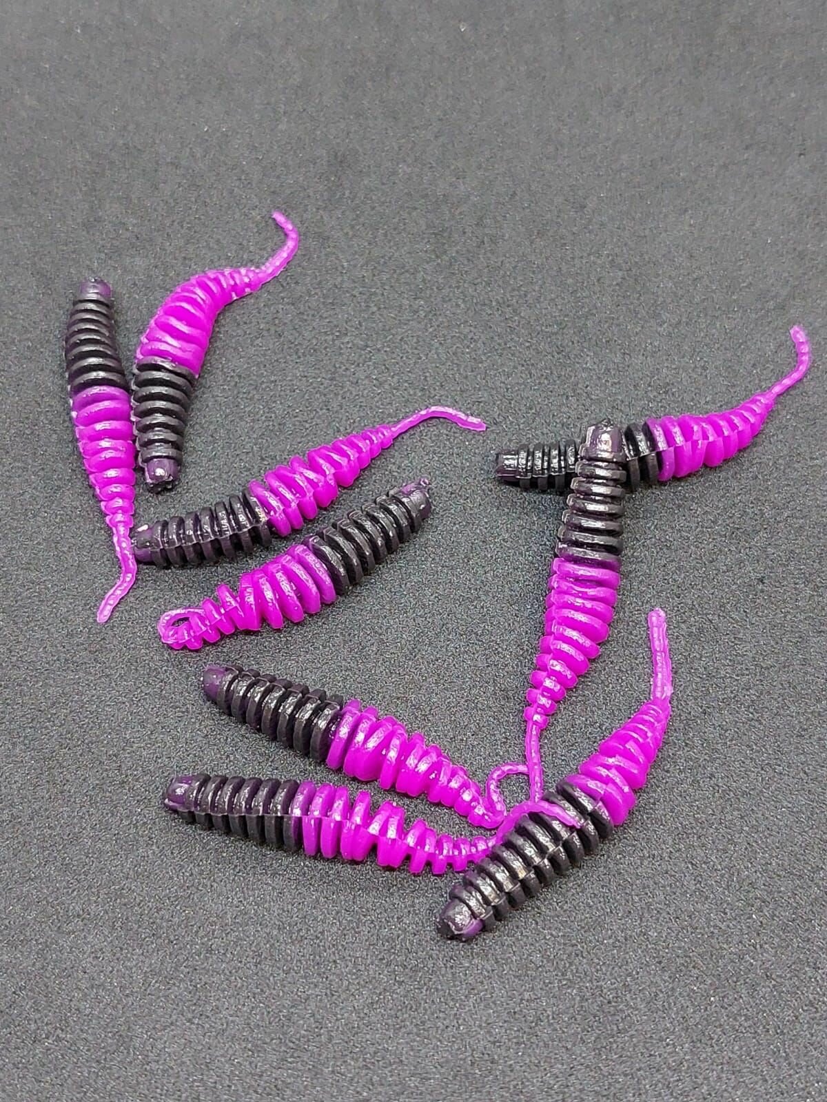 Форелевая силиконовая приманка WORM. Чёрный фиолетовый