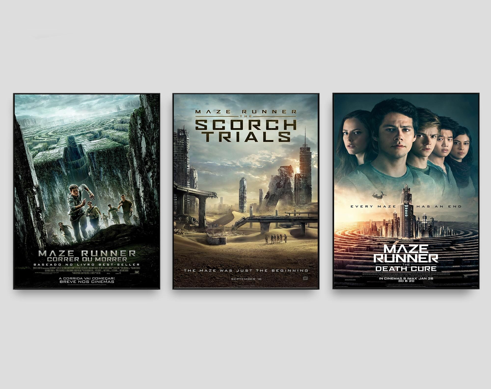 Набор постеров к фильму "Бегущий в Лабиринте" 3 части 3 шт размер А3, без рамы