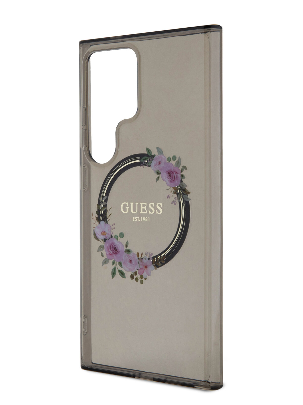 Guess для Galaxy S24 Ultra чехол PC/TPU Flowers Wreath Hard Black (MagSafe)