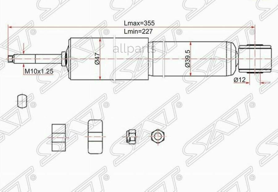 SAT ST-48500-29675 Амортизатор передний TOYOTA LITE/TOWNACE NOAH 96-07 LH=RH