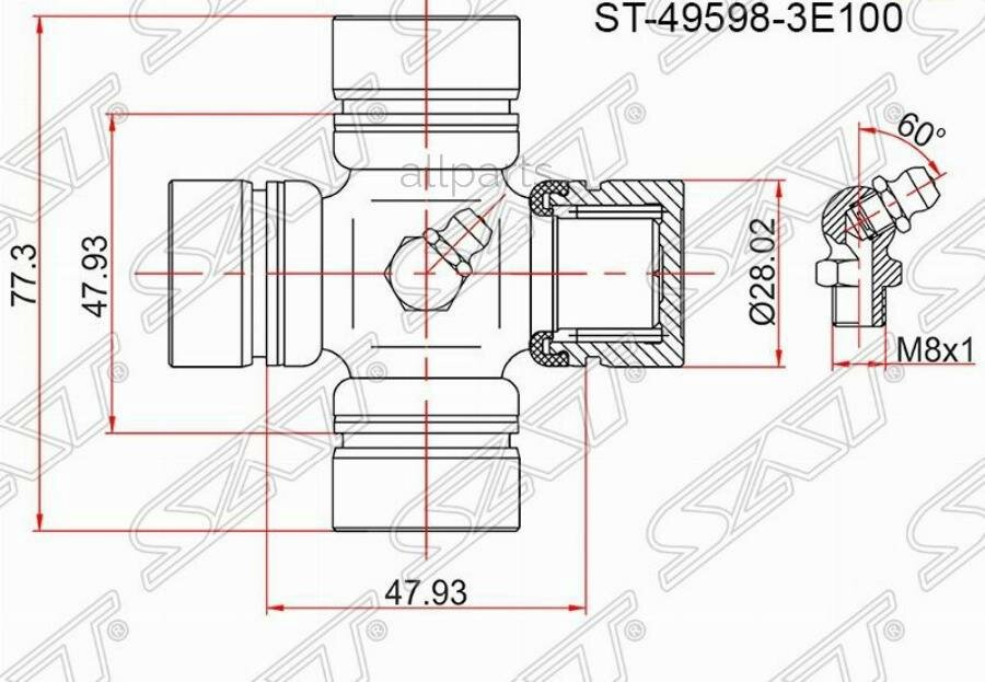SAT ST-49598-3E100 Крестовина KIA BONGO 06-/SORENTO02-09