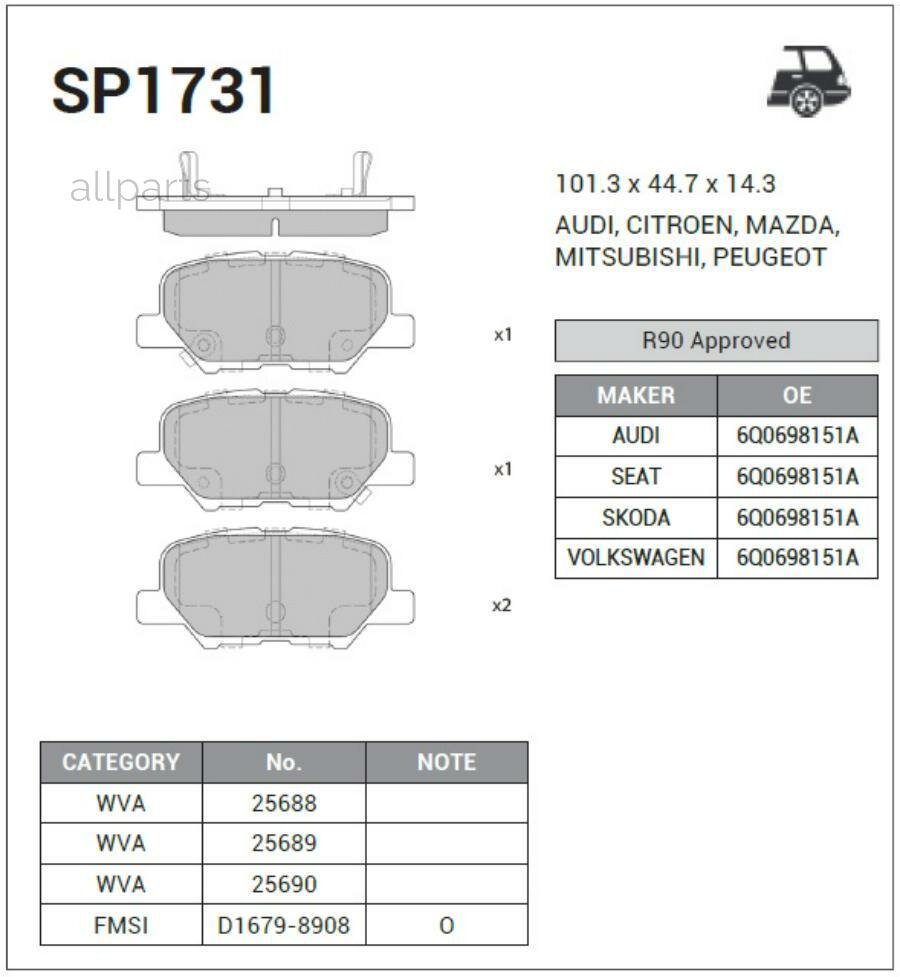 SANGSIN BRAKE SP1731 Колодки зад. MAZDA 6 12->