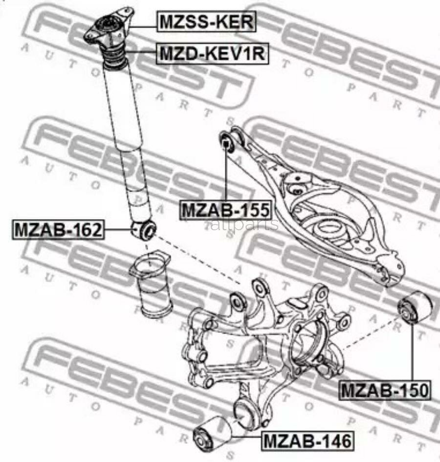 FEBEST MZAB-162 Сайлентблок заднего амортизатора MAZDA CX-5 KE 2011- [GEN] FEBEST MZAB-162