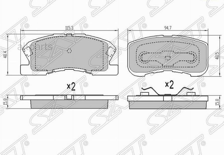 SAT ST-04491-97201 Колодки тормозные (Спереди) Daihatsu Max 01-05 / Mira 98-02