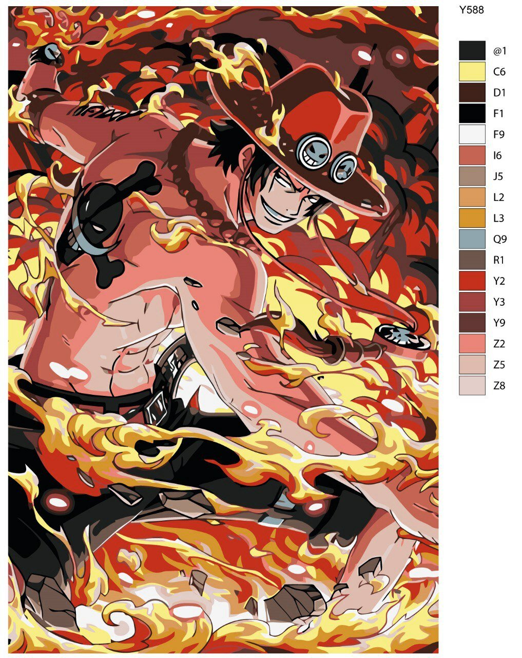 Картина по номерам Y-588 "Аниме Ван-Пис. Портгас Д. Эйс" 40х60