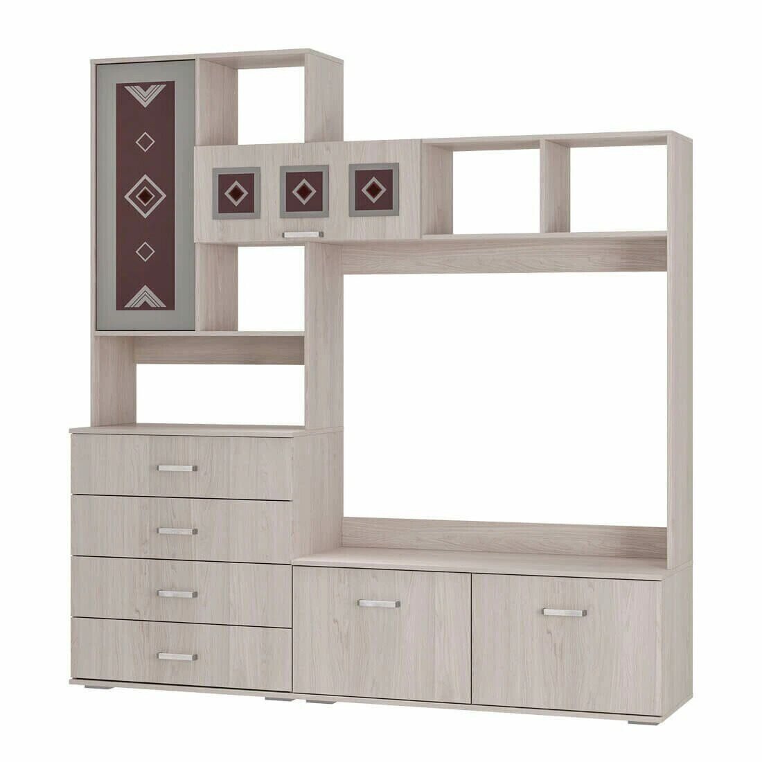 Центральная секция «Белла», для гостиной, ясень белый (2000х470х2120)