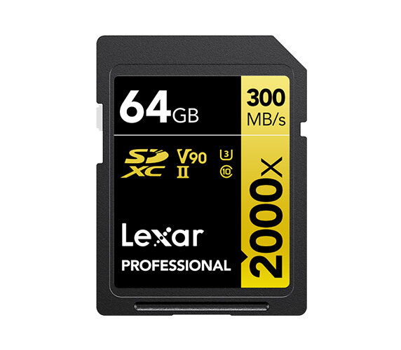 Карта памяти Lexar Professional 2000x Gold SDXC 64GB UHS-II U3 V90, R/W 300/260 МБ/с