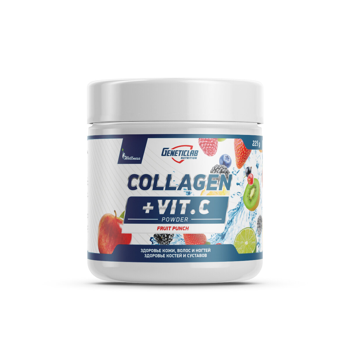 Коллаген с витамином C от Geneticlab со вкусом фруктовый пунш 225 г