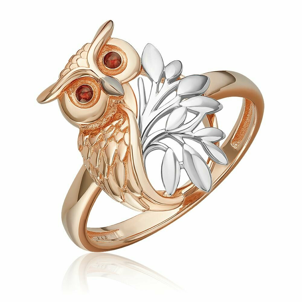 Кольцо, комбинированное золото, 585 проба, родирование, эмаль