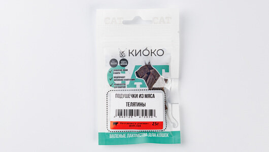 Лакомство Киоко подушечки с телятиной вяленые для кошек (25 г)