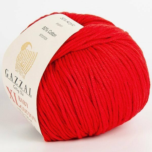 Пряжа Gazzal BABY COTTON XL 3439 т. красный (5 мотков)