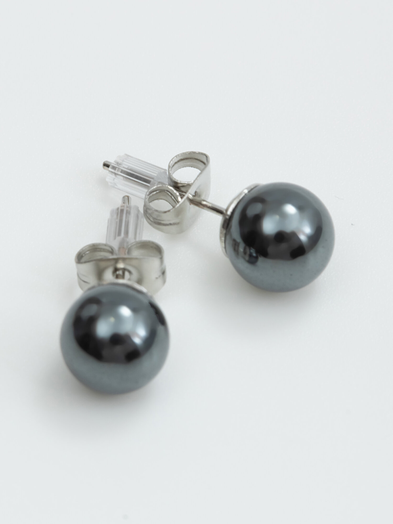 Серьги пусеты, гематит