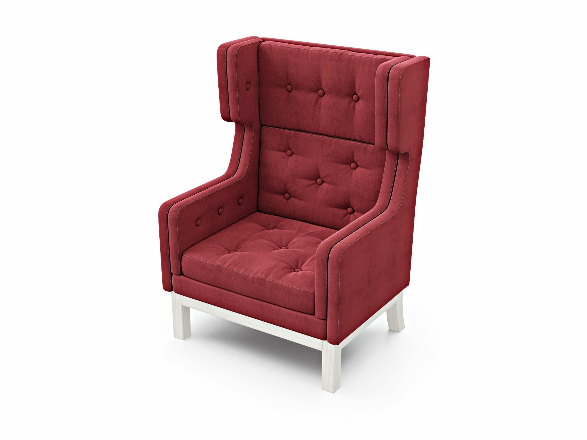 Кресло Arsko Айверс Хай, красное, велюр, мягкое, для кафе и бара, в офис, для кухни, на ножках, скандинавский лофт