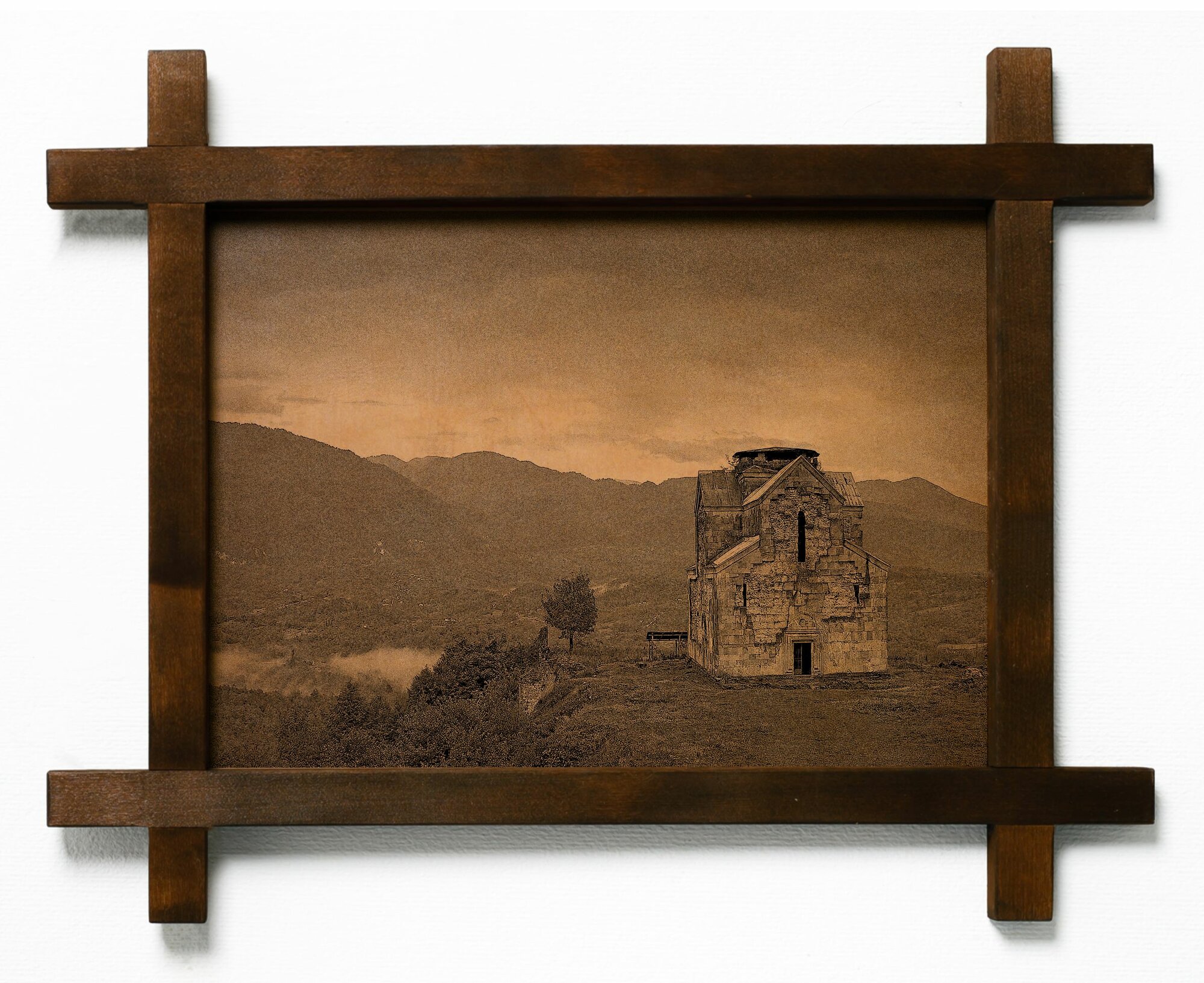 Картина интерьерная из кожи "Бедийский собор, Абхазия", BoomGift