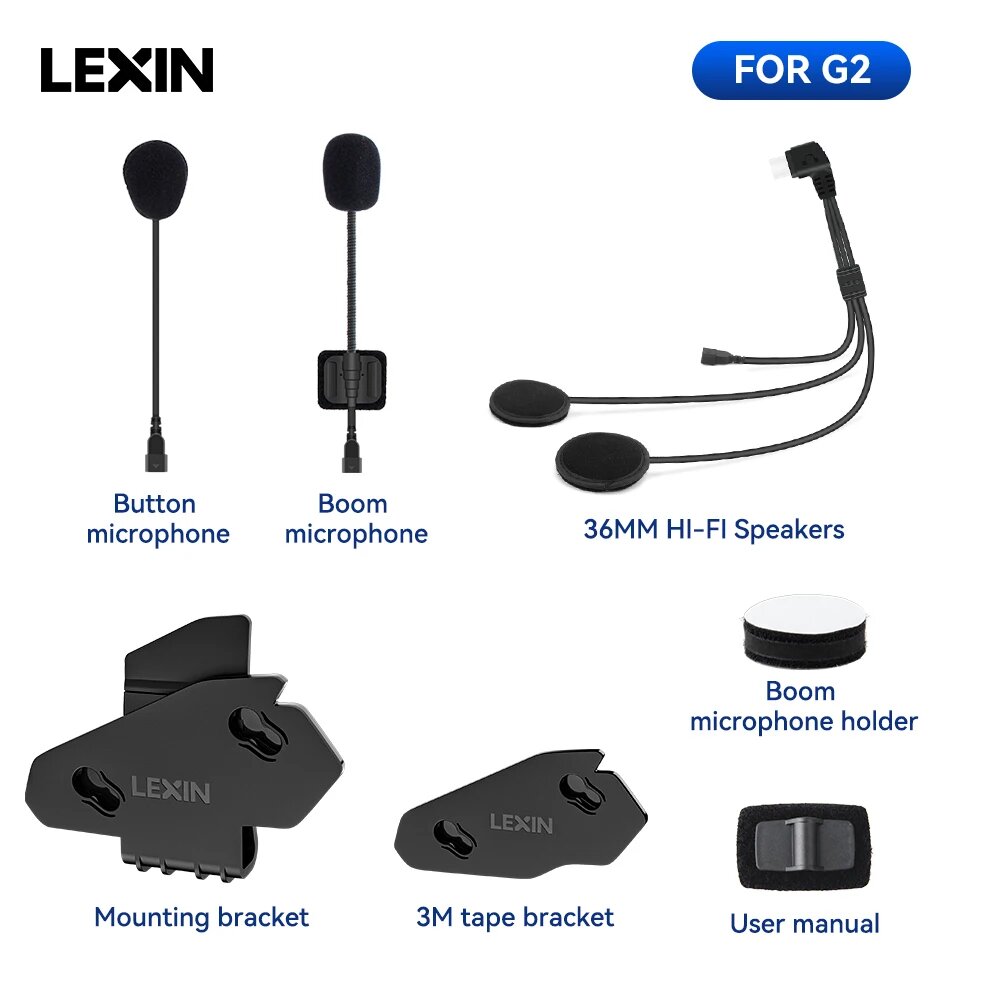 LEXIN-G2 мотоциклетная гарнитура для внутренней связи и аксессуары для зажимов для полного/половинного шлема, штекер гарнитуры для внутренней связи Headset n Clip