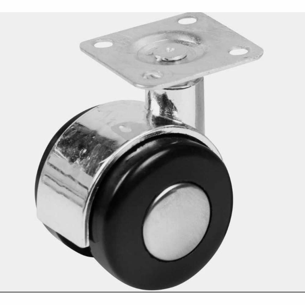 Мебельная колесная опора Tech-Krep D40 мм, поворотная, без тормоза, площадка, пластик, хром - накладка 151201
