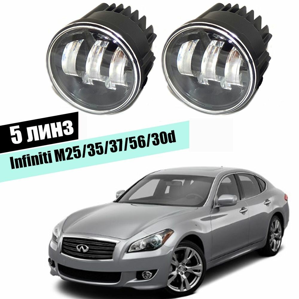 Противотуманные фары 5 линз для Infiniti M25/30d/35/37/56 led птф