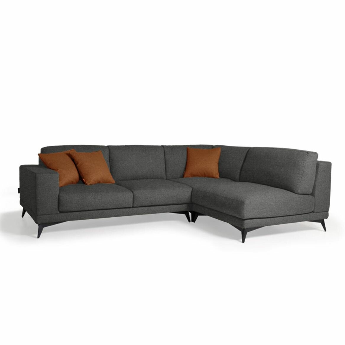 Диван Бергамо правый с оттоманкой со спинкой в премиальном велюре 3,45м/24