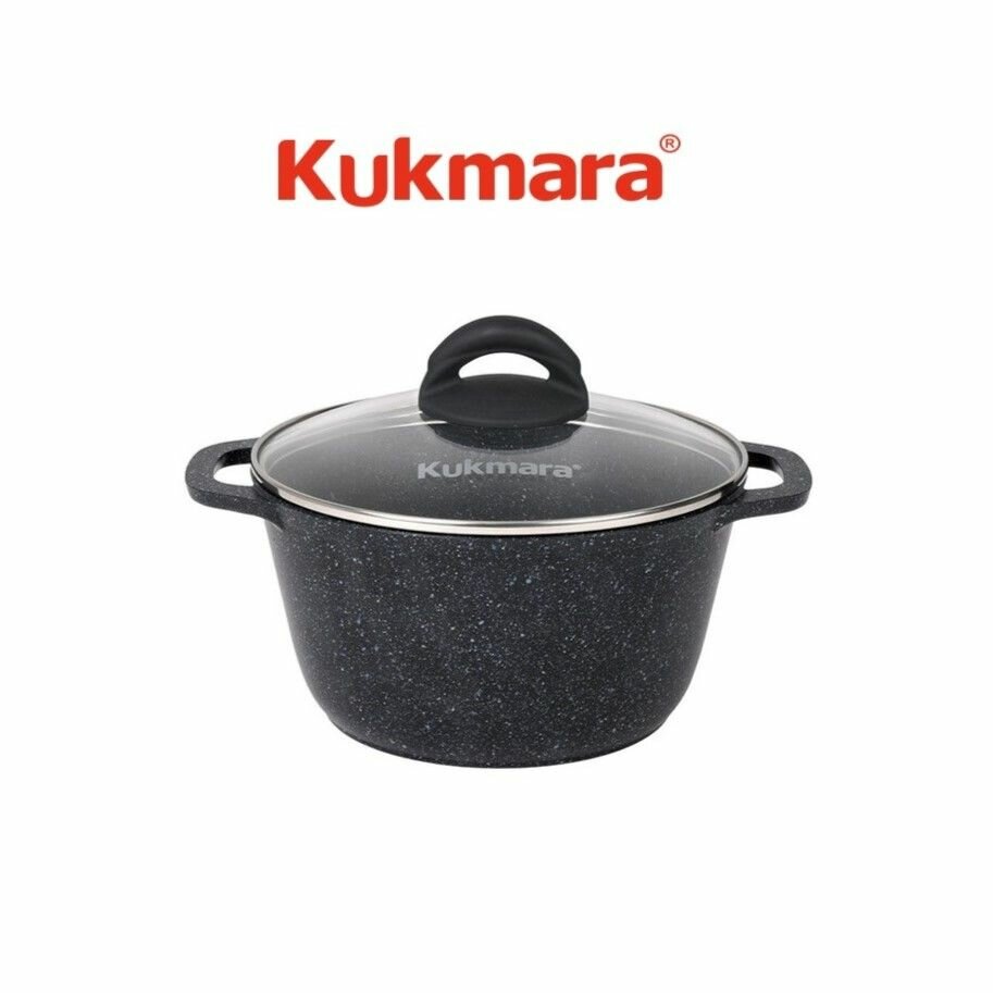 Кастрюля Kukmara Кукмара 2,5л со стеклянной крышкой АП GRANIT black кгч25а