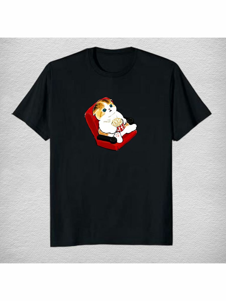 Футболка кот с попкорном