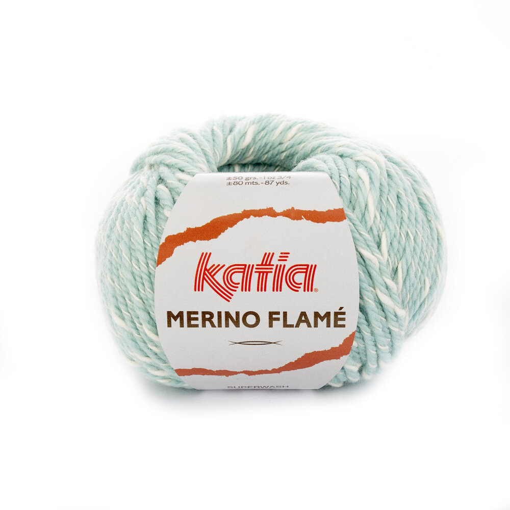 Пряжа KATIA Merino Flame цвет 105, бирюзово-белый
