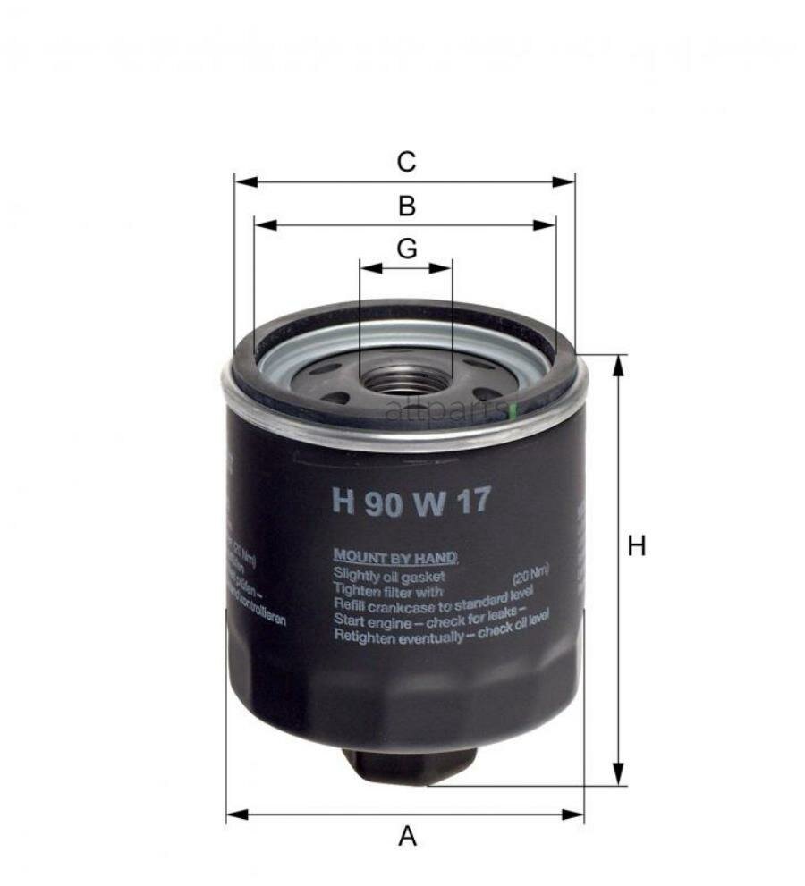 HENGST FILTER H90W17 Hengst Фильтр масляный (W 712/52) H90W17