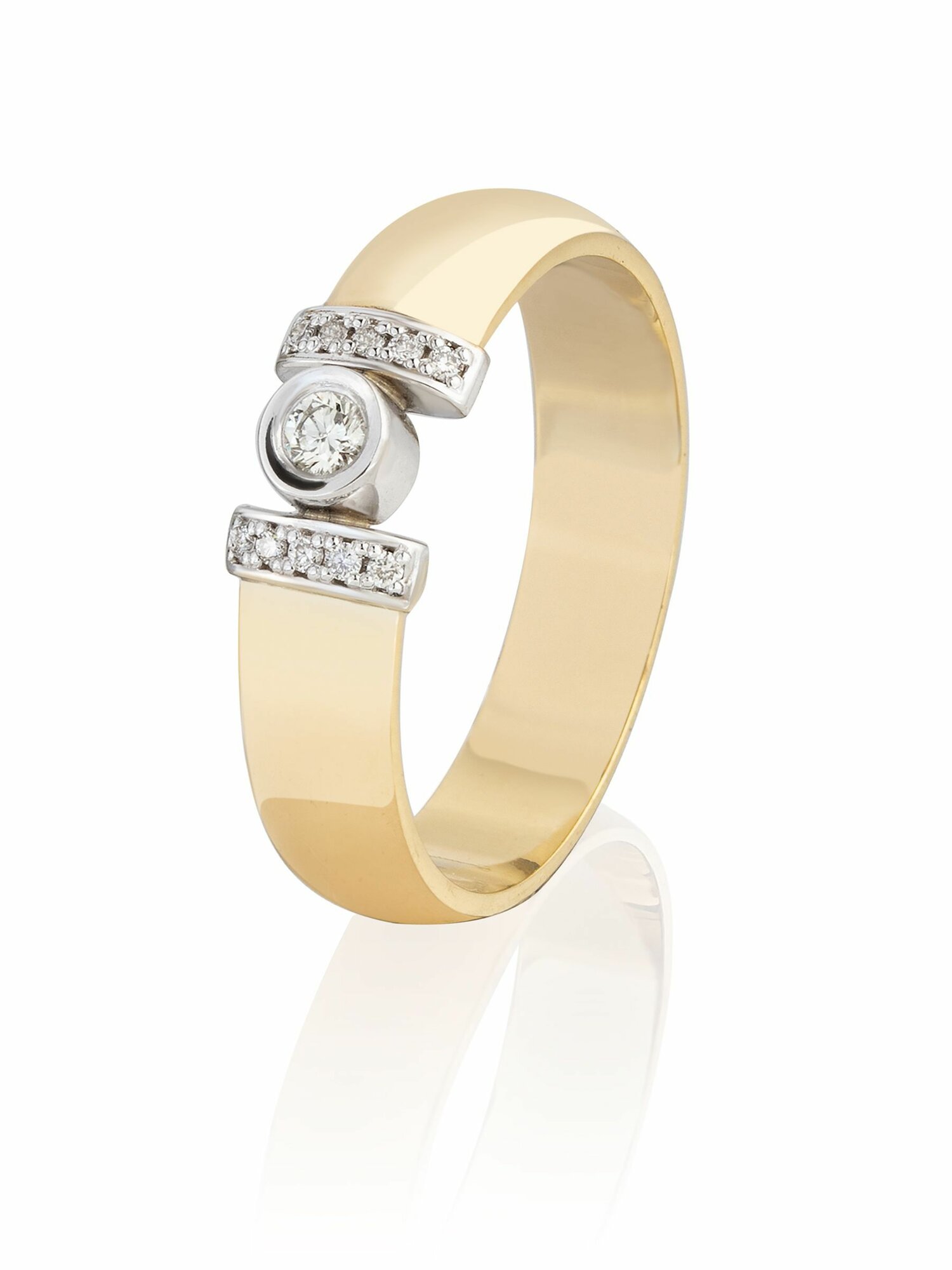 Кольцо обручальное, желтое золото, 585 проба, бриллиант