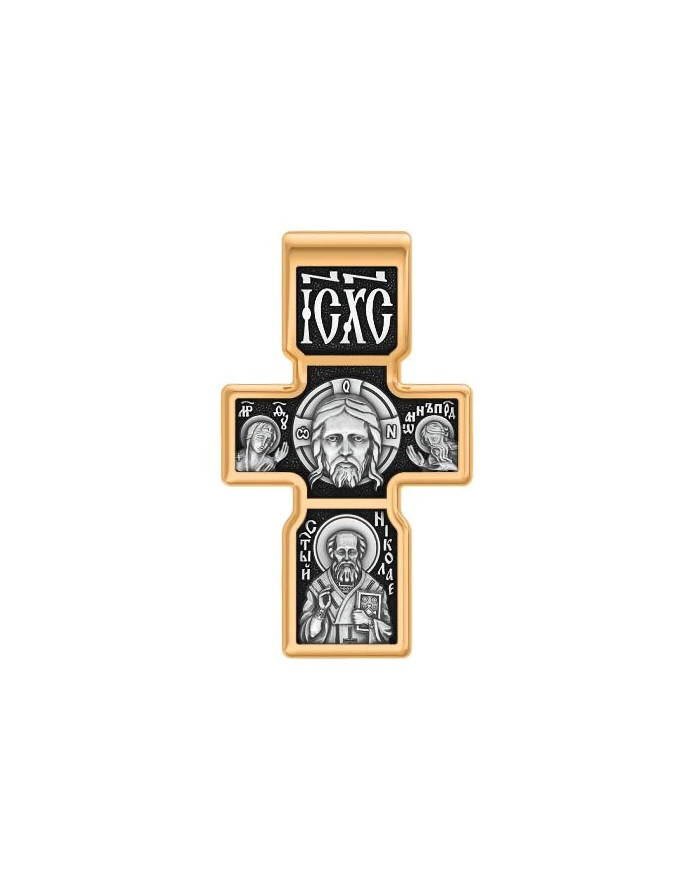 Крестик, серебро, 925 проба, золочение