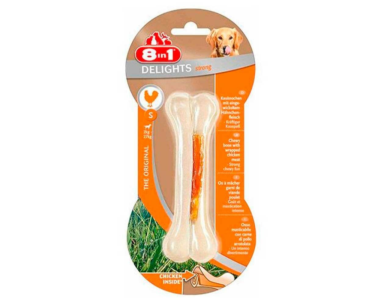 Лакомство для собак мелких и средних пород Delights strong s косточка для чистки зубов курица 8in1 11см