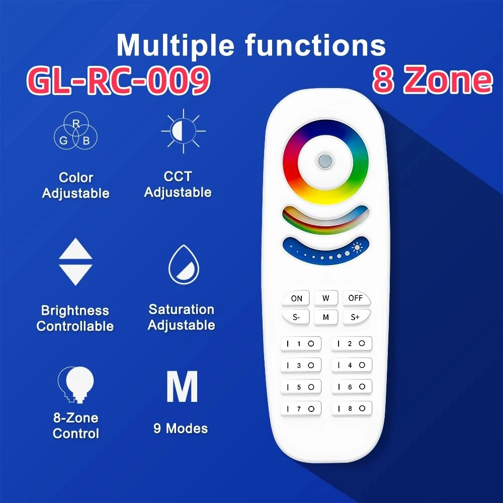 RGB-контроллер GL-RC-009, 8 зон, регулировка цвета