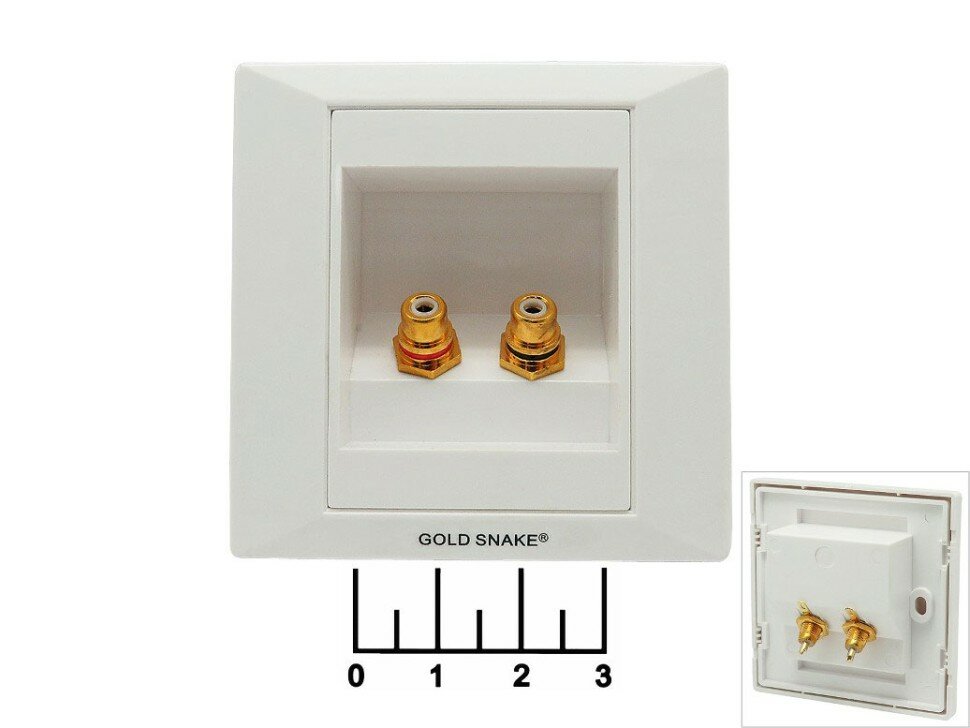 Разъем RCA 2 гнезда gold 85*85мм