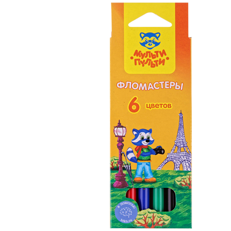 Набор фломастеров Мульти Пульти Енот во Франции смываемые 6цв WP_10712