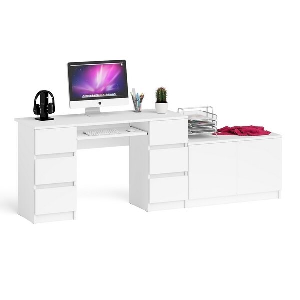Стол компьютерный Мори МС-2 + Тумба МА900.1, цвет белый