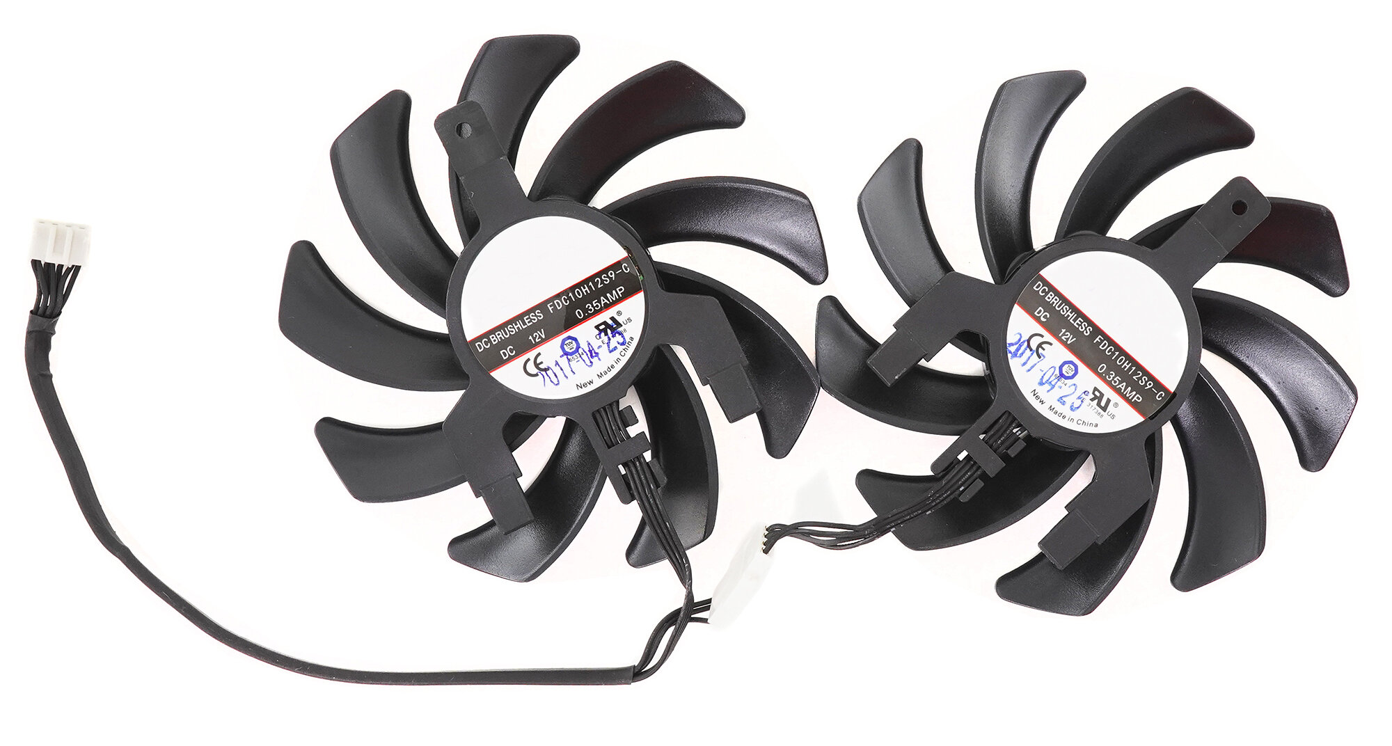 Вентилятор (кулер) для видеокарты AMD Sapphire R7 350, R9 370, R9 370X (FDC10U12S9-C) (двойной) 4 pin