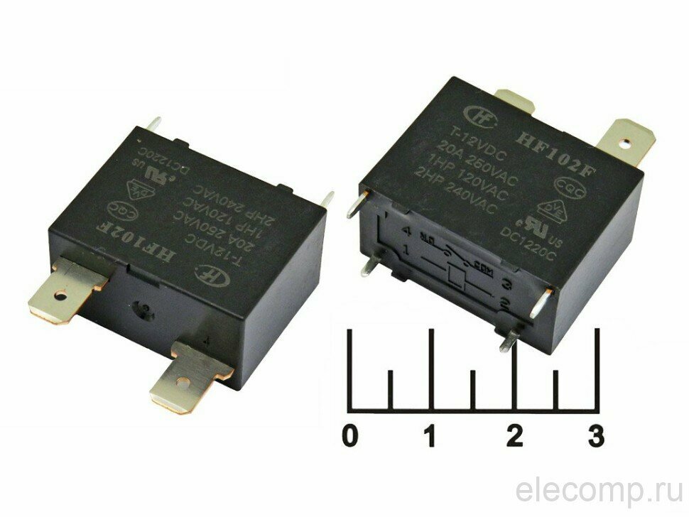 Реле =12V 20A/250V HF102F