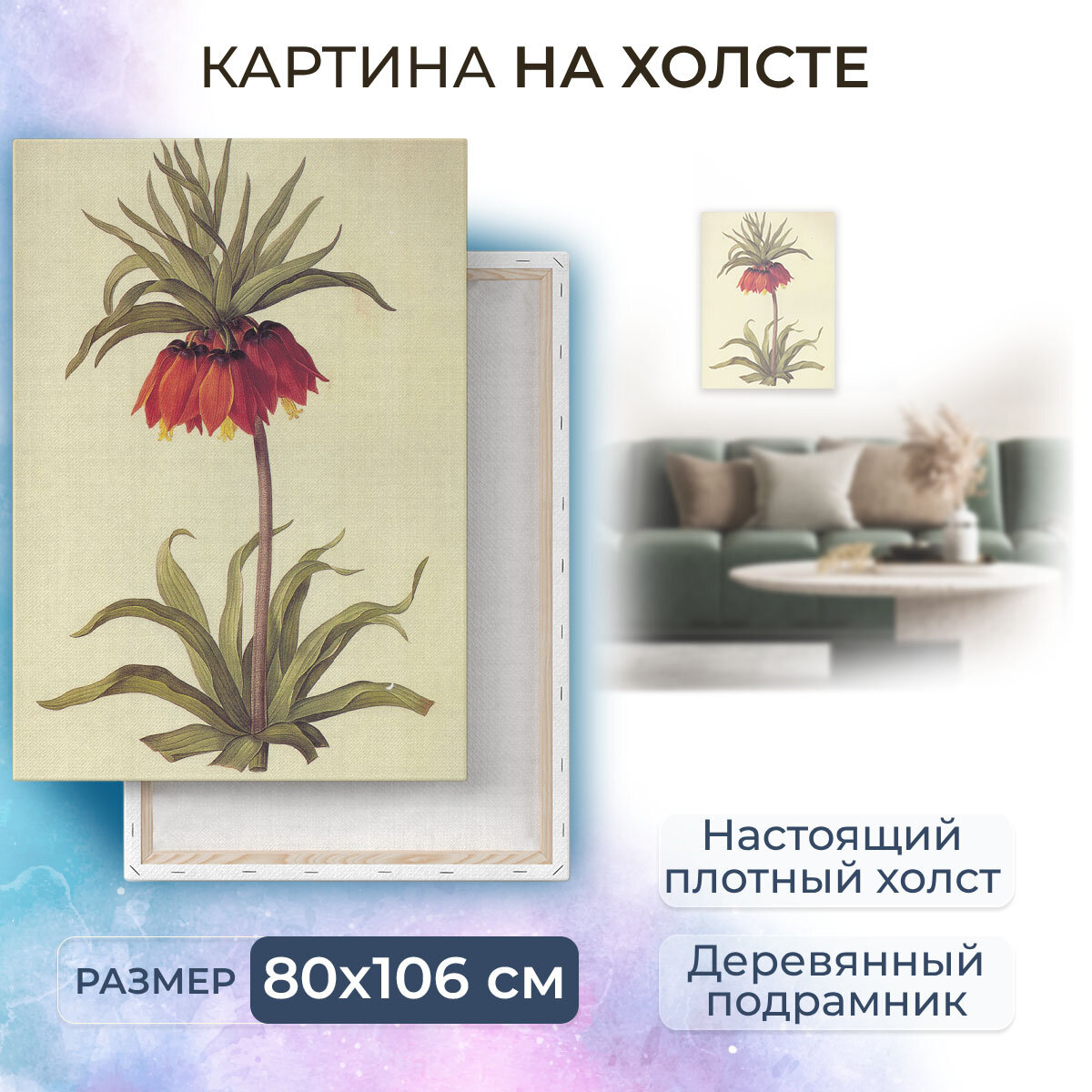 Картина на холсте, репродукция / Pierr - Joseph Redoute / Пьер-Жозеф Редуте / Размер 80 x 106 см