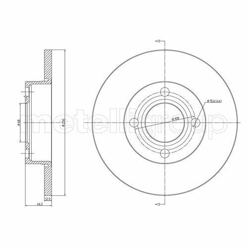Диск тормозной для автомобиля Audi, METELLI 23-0062 (2 шт.)
