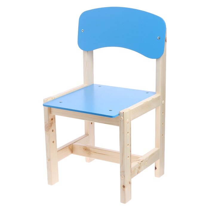Стул деревянный, детский, регулируемый (0-2), цвет голубой